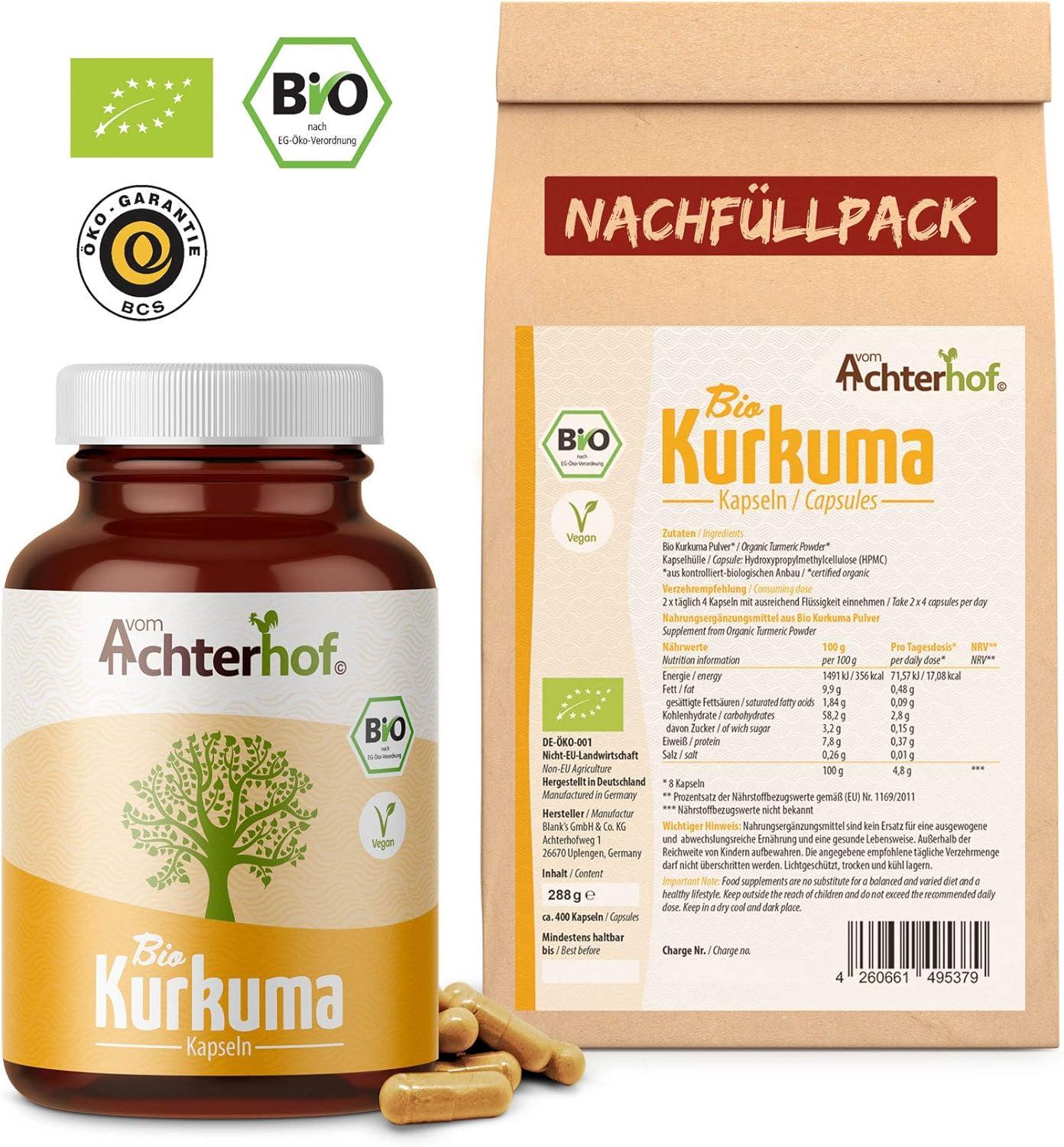 Organic Turmeric Capsules Refill Pack | 400 Vegan Capsules | 4800mg ...