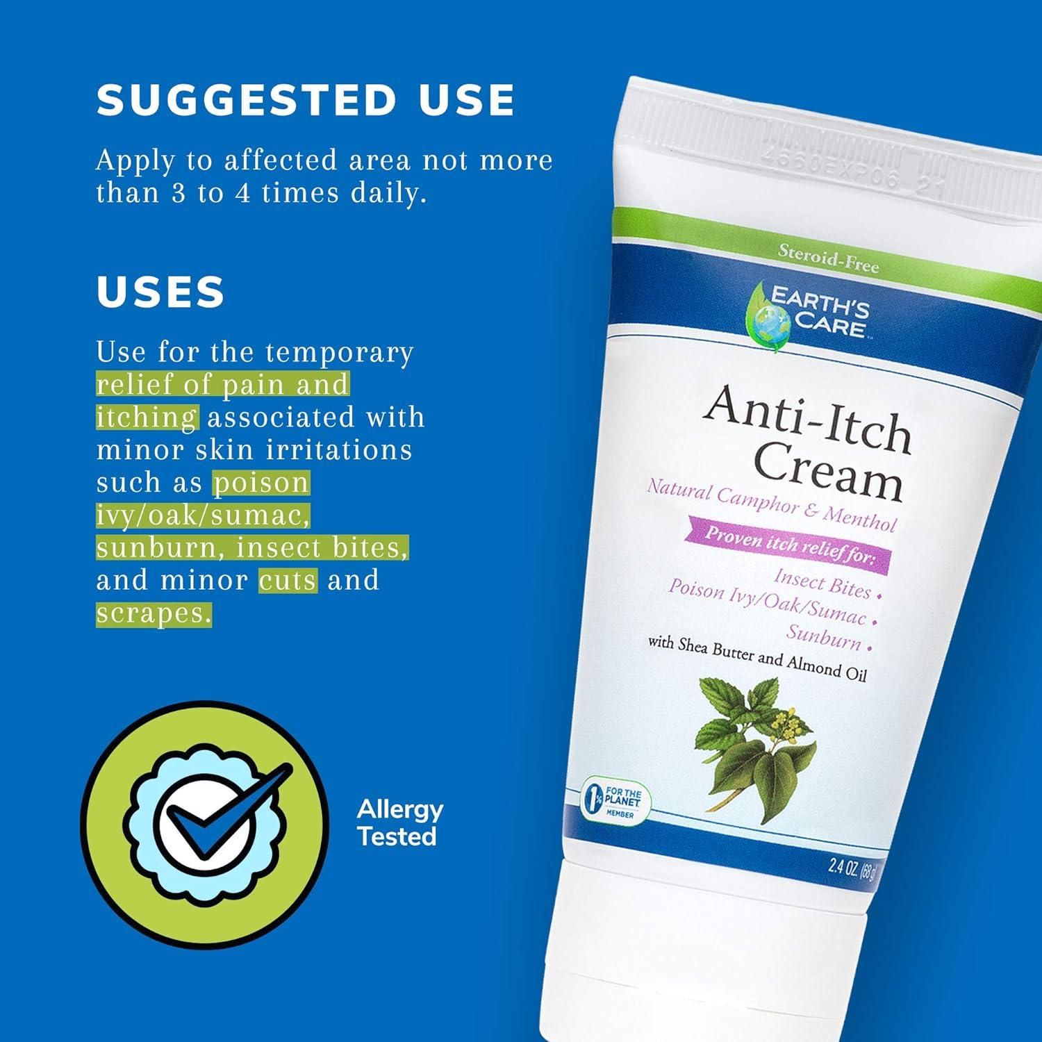 Earth's Care Anti-Itch Cream & Lotion Bundle for Bug Bites, Sunburns ...