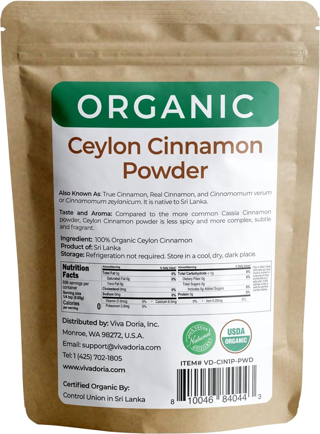 Viva Doria Organic Ceylon Cinnamon Powder | Organic Ground Cinnamon ...