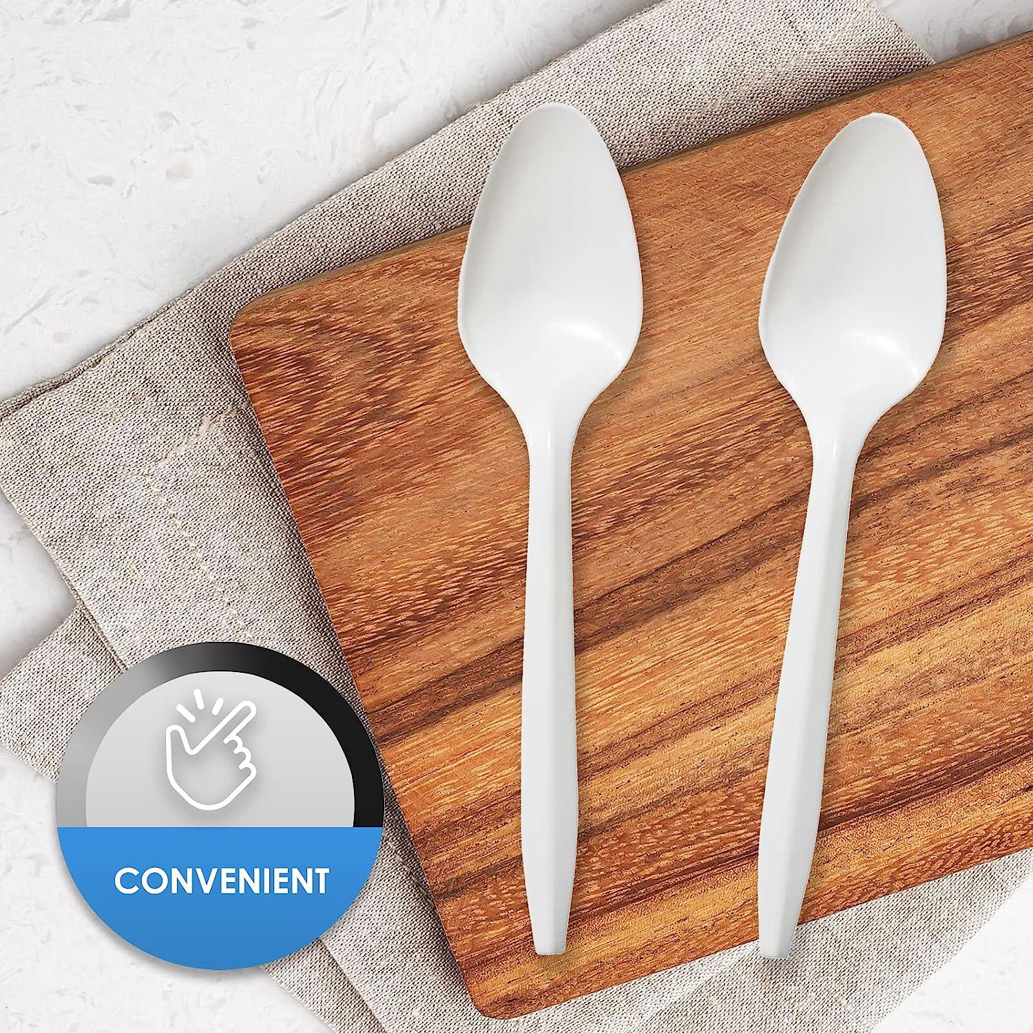 PAMI Medium-Weight Disposable Plastic Teaspoons 400-Pack - White ...