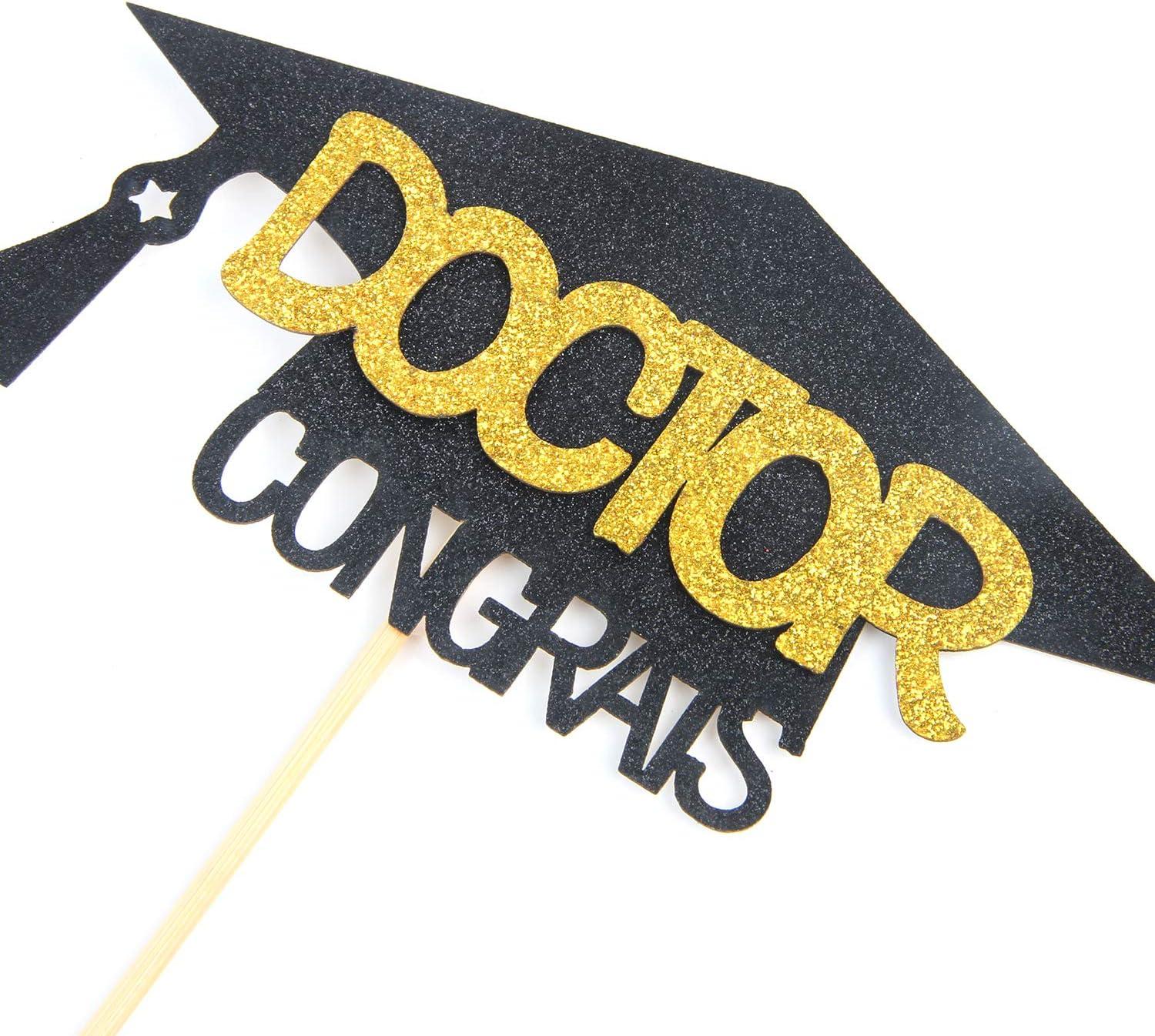 Black Glitter Congrats Doctor Cake Toppers - Future Doctor Cake Decor ...