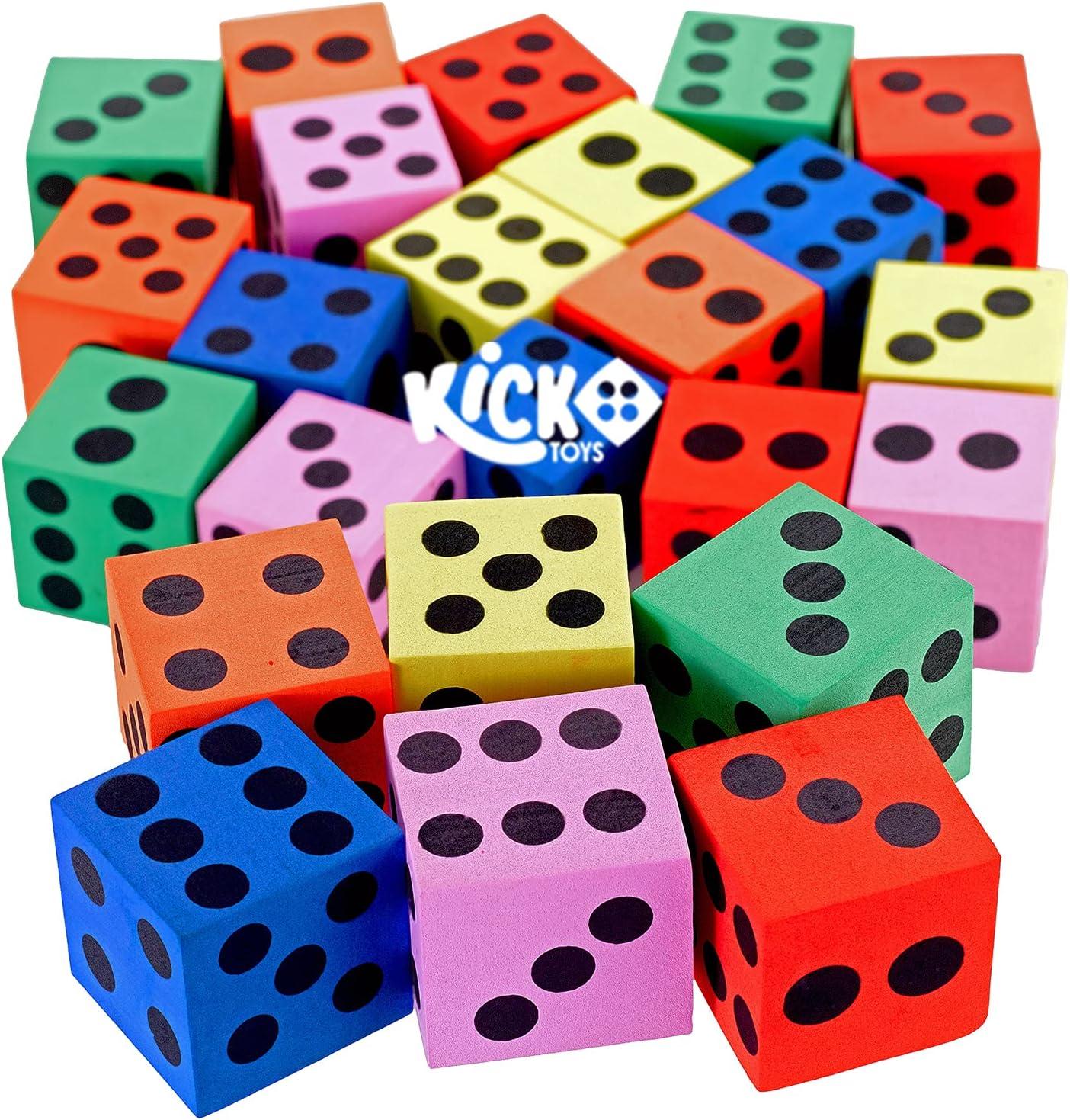 Kicko Foam Dice Set - 24 Pack of Colorful Square Blocks for Building ...