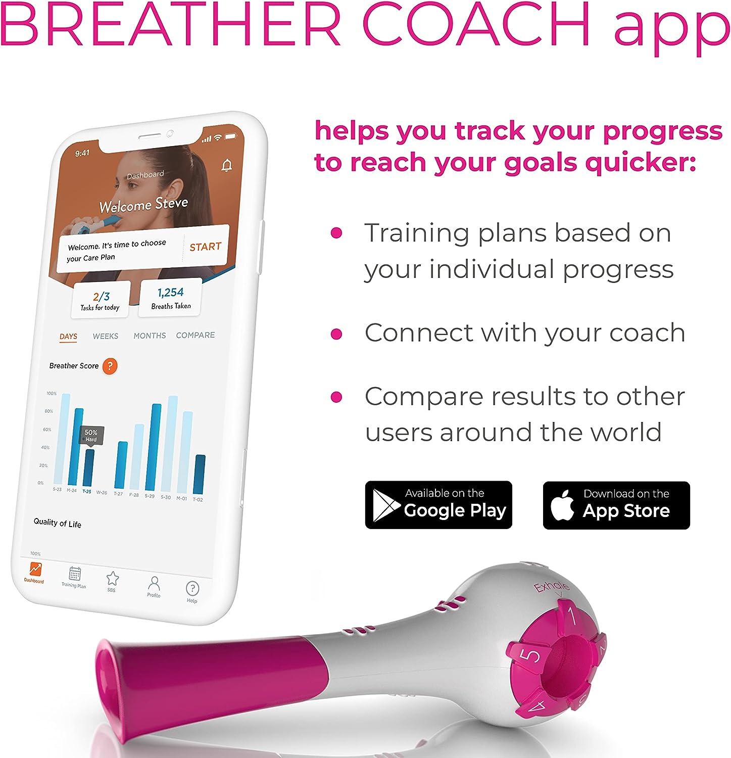 Breather Pink Lung Recovery Exerciser - Drug-Free Respiratory Therapy ...