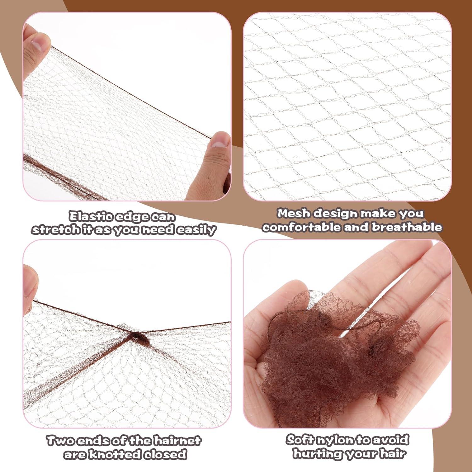 Abeillo Hair Nets for Buns Ballet Hair Net 20 Pcs 50 Cm Invisible Hair ...