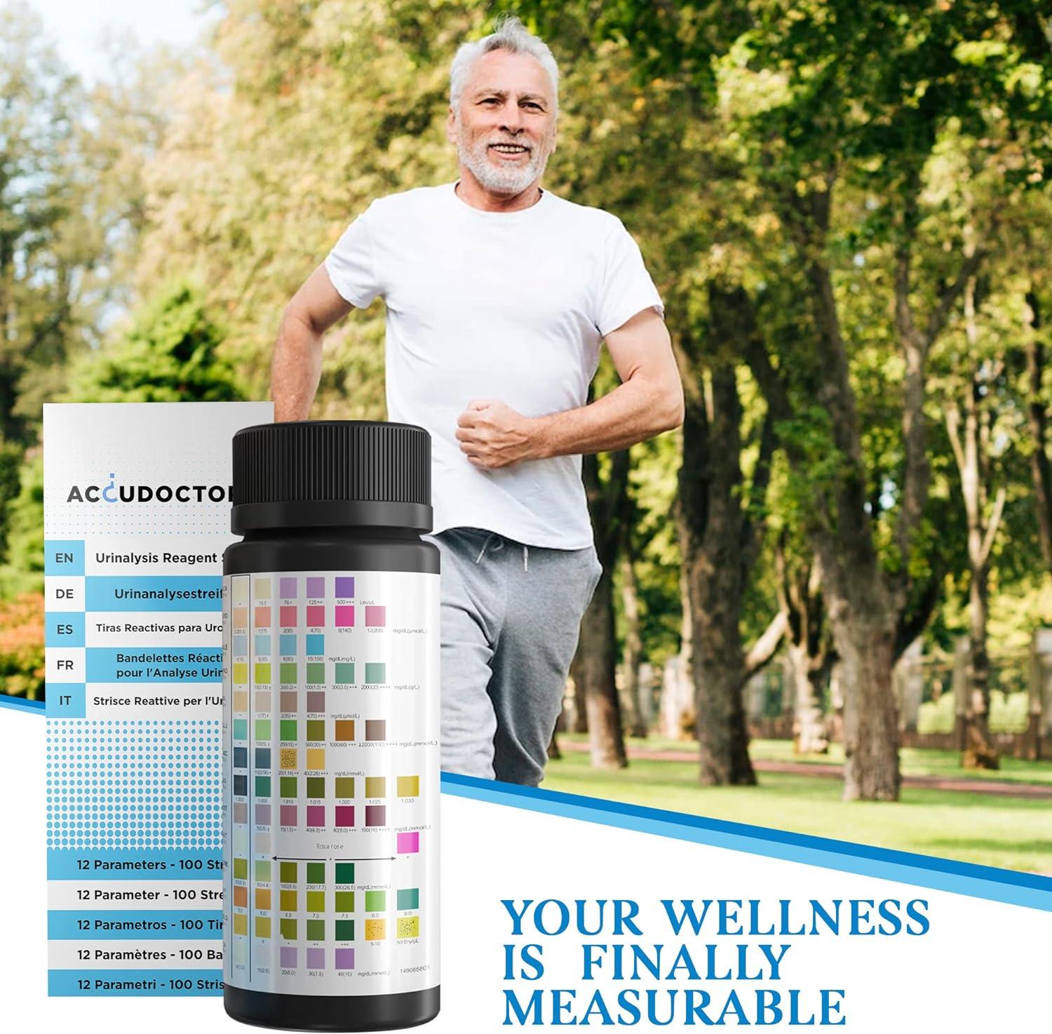 100x AccuDoctor Urine Test Strips - 12 Indicators for pH Glucose Ketone ...