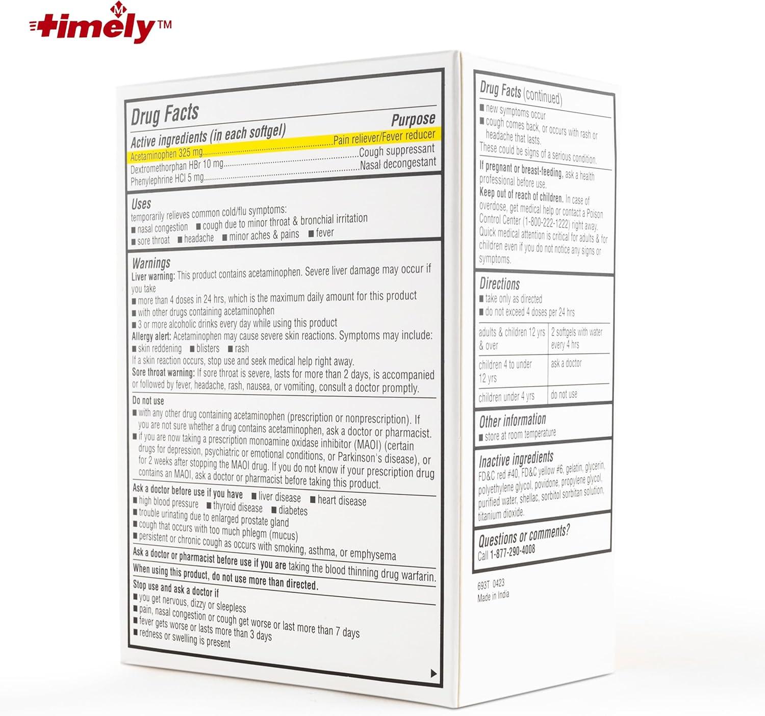 Buy TIME-CAP LABS Timely Daytime Cold & Flu Medicine - 48 Softgels ...
