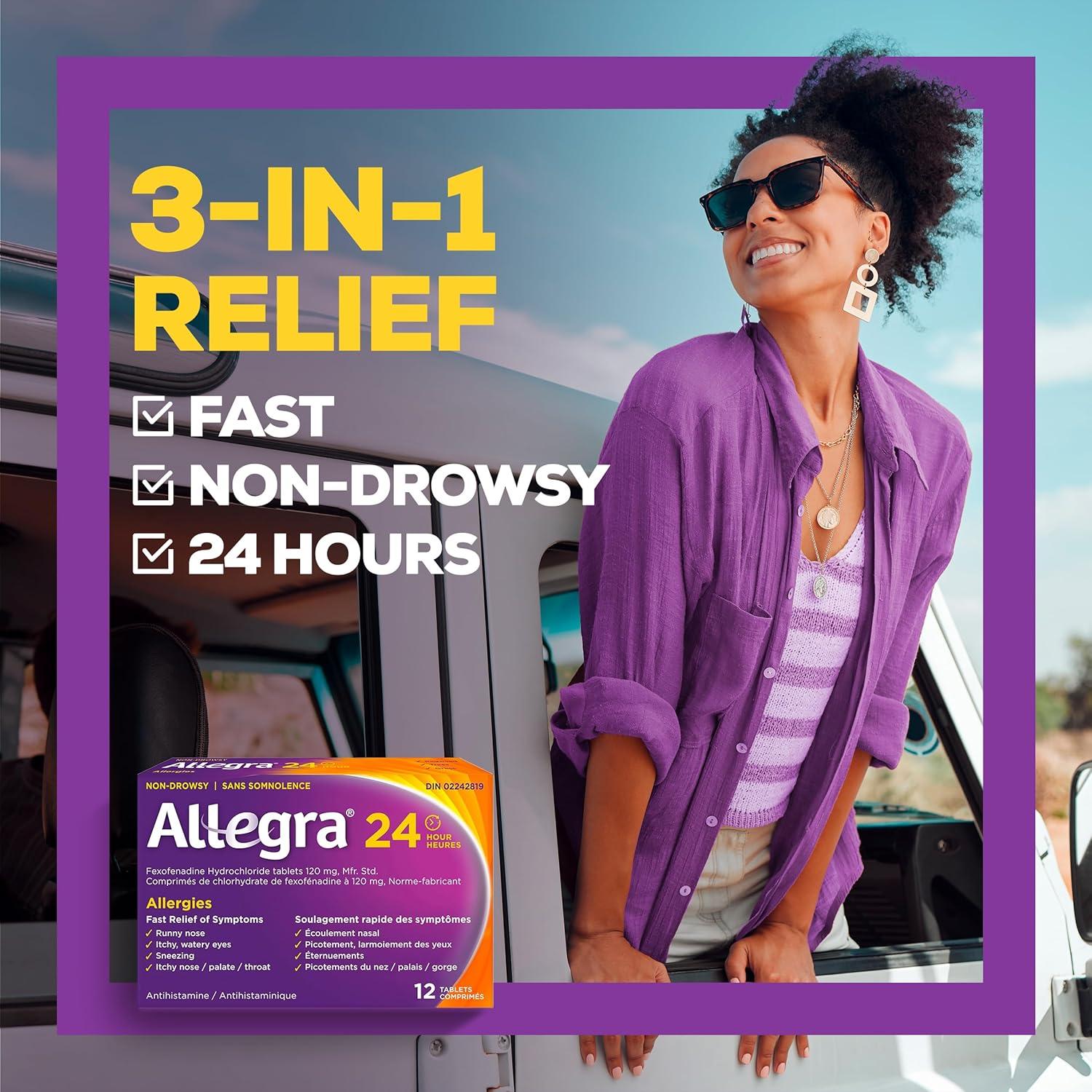 Allegra 24 Hour Allergy Medication Non Drowsy Fast and Effective Multi ...