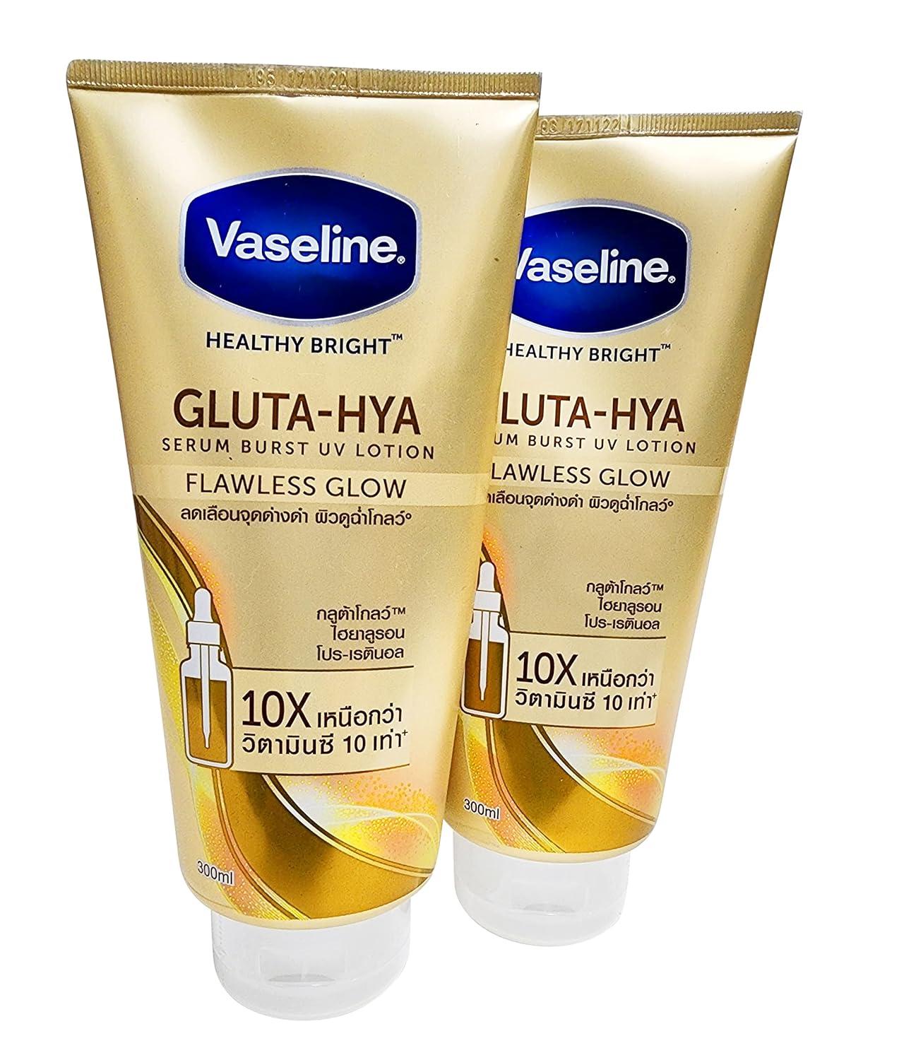 Vaseline Gluta-Hya Flawless Glow Serum Burst UV Body Lotion 300ml (Pack ...