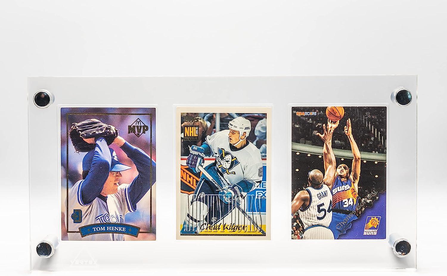 Acrylic Trading Card Frame Holder Stand Display - 3 Slots UV Filtering ...