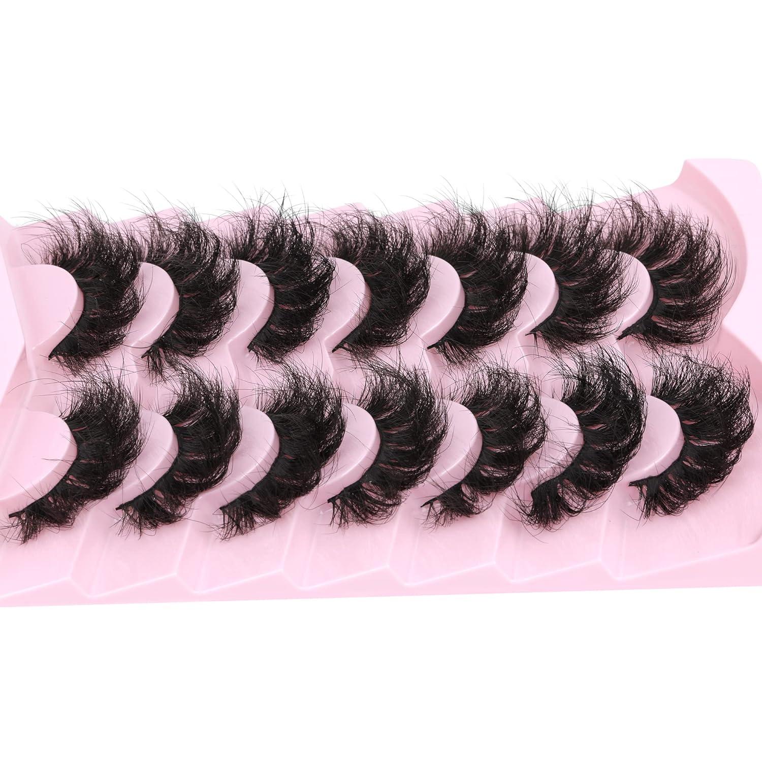 Geeneiya Dense 8D Mink Fluffy Cat Eye Lashes Pack for Long, Thick ...