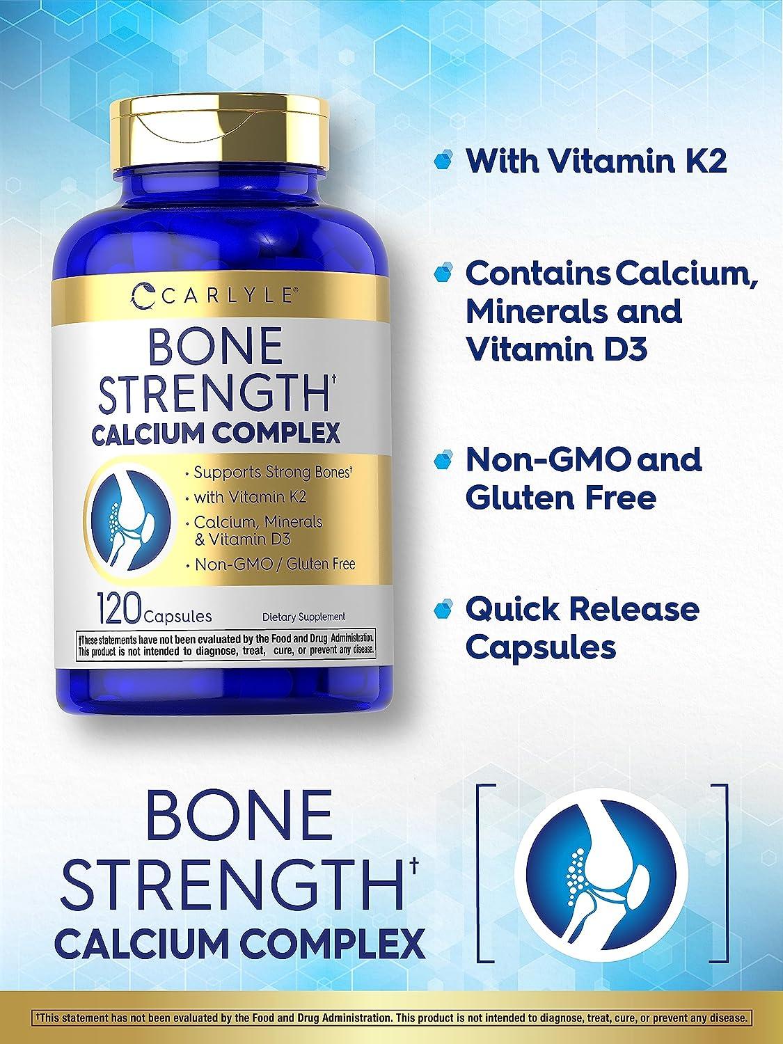 Bone Support Supplement | Carlyle 120 Capsules Calcium Complex | Non ...