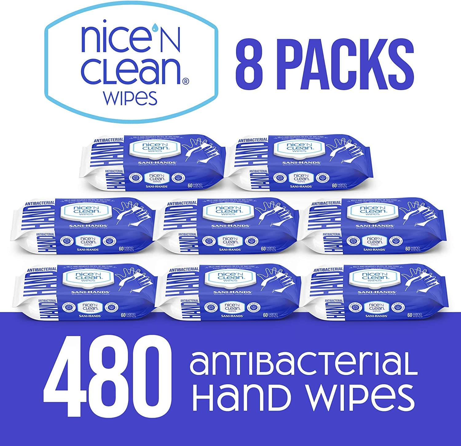 Nice 'N Clean Sensitive Skin Wet Hand Wipes with Aloe - Blue - 60ct x 8 ...