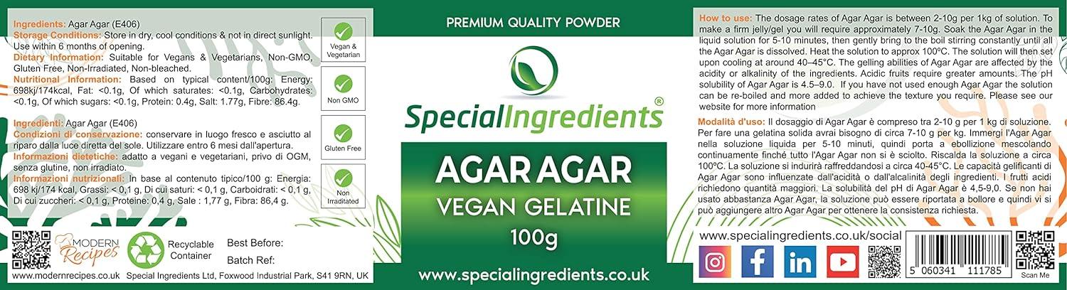 Premium Quality Agar Agar 100g Powder - Vegan Gelatine for Vegans ...