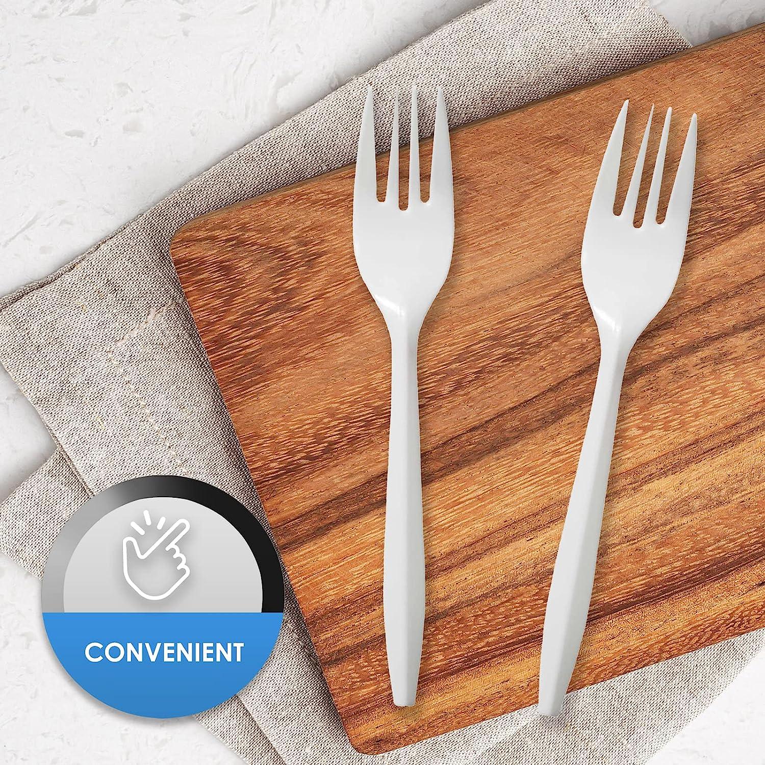 PAMI Medium-Weight Disposable Plastic Forks 400-Pack - Bulk White ...