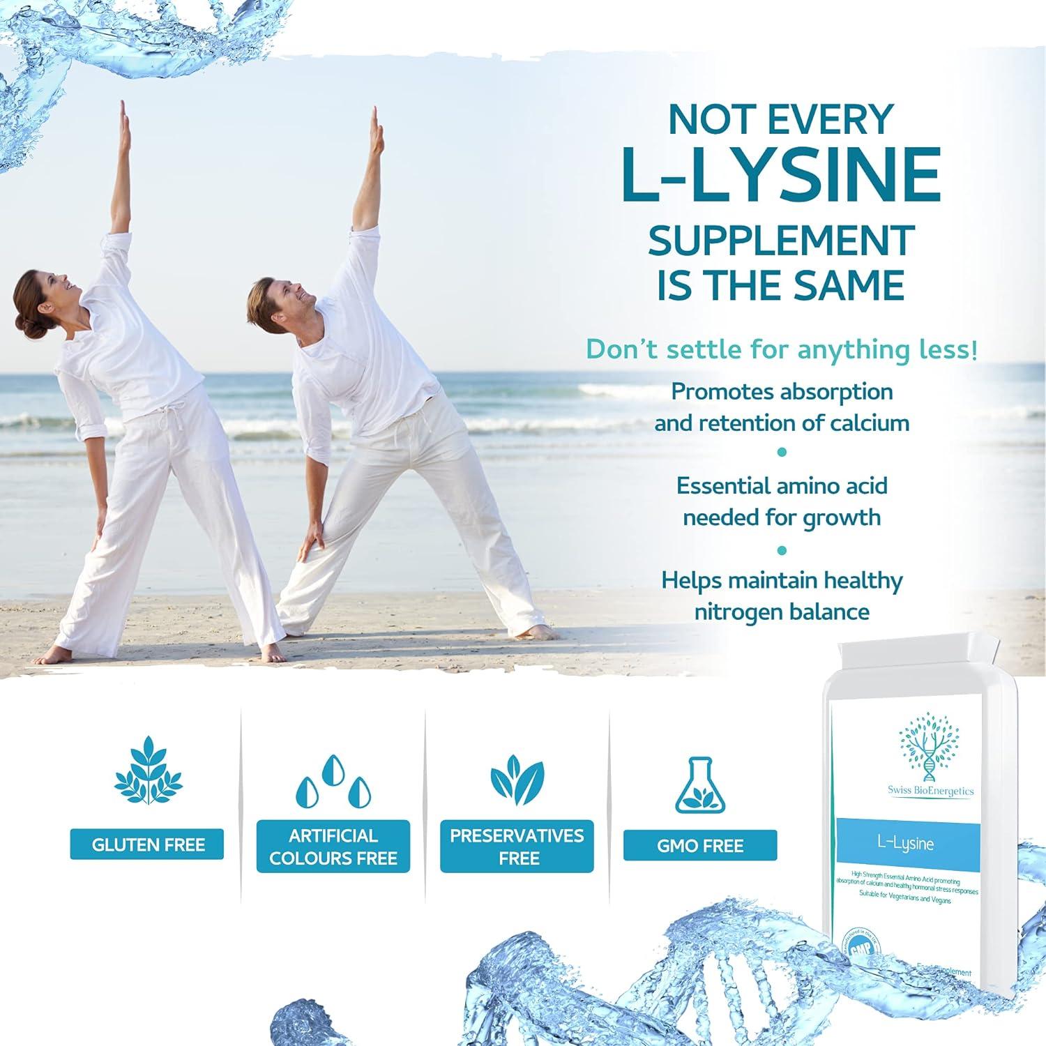 L-Lysine 1000mg Tablets - High Strength Essential Amino Acid for ...