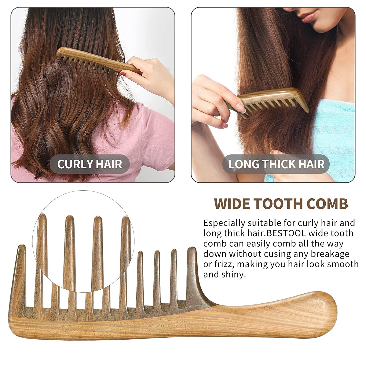 BESTOOL Wide Tooth Sandalwood Comb - Extra Large Detangler for Curly ...