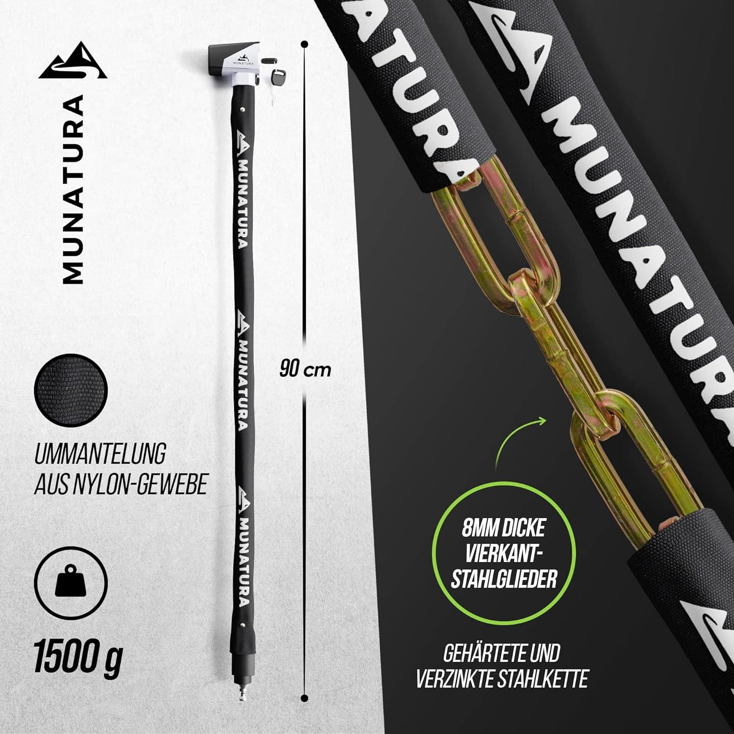 Munatura Chain Lock Bike 90cm - High Security Hardened Steel Lock for ...