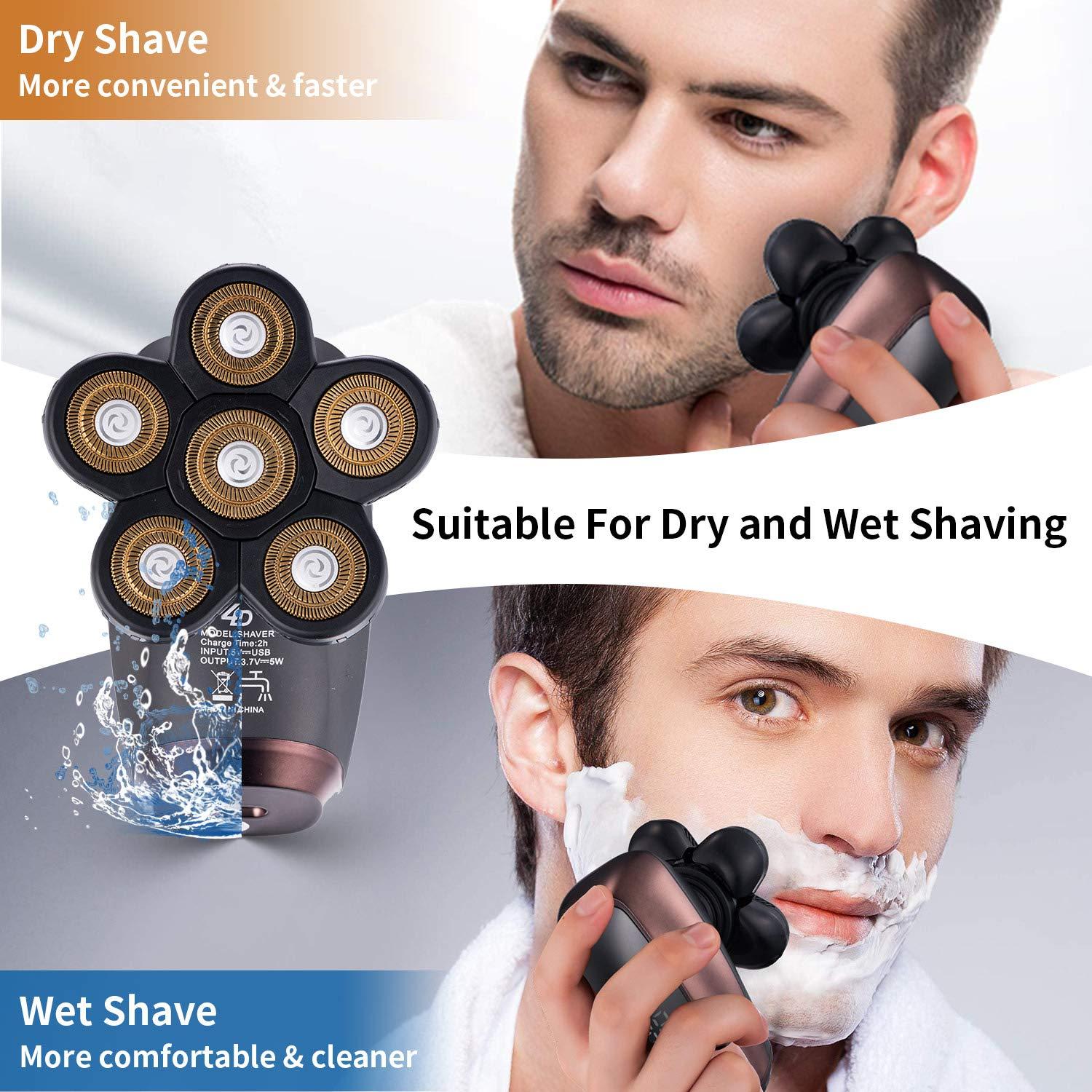 5 in 1 Electric Razor for Men - Wet/Dry Bald Head Shaver - Cordless ...