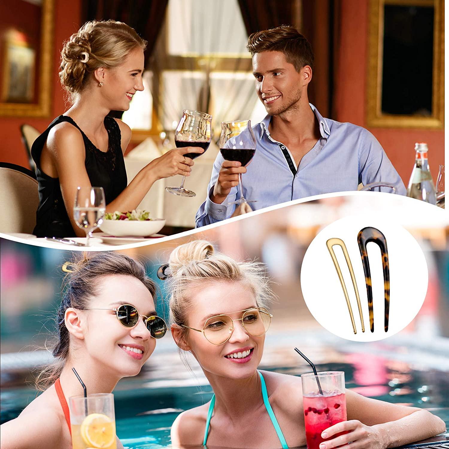 8-Piece Metal U-Shaped French Hair Pins Set with Cute Patterns ...