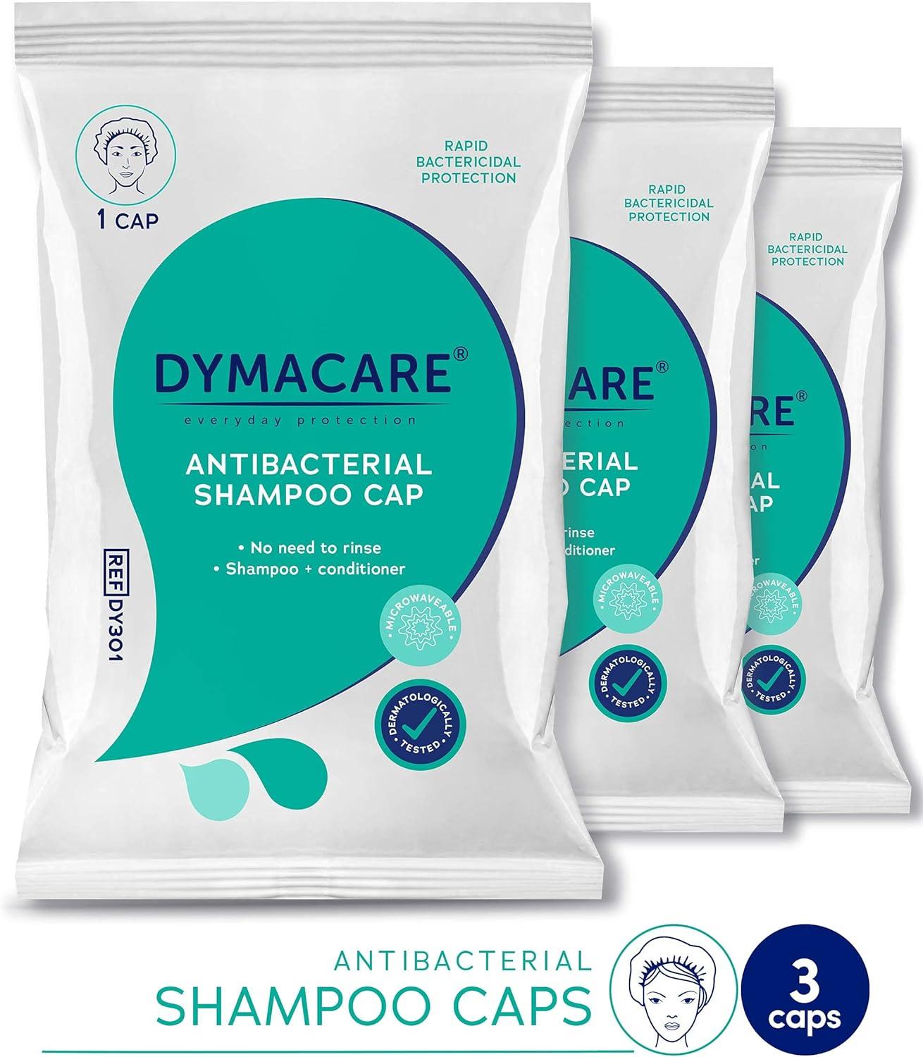 DYMACARE Antibacterial No Rinse Shampoo Cap - Rinse Free Shower & Conditioner - PH Balanced ...