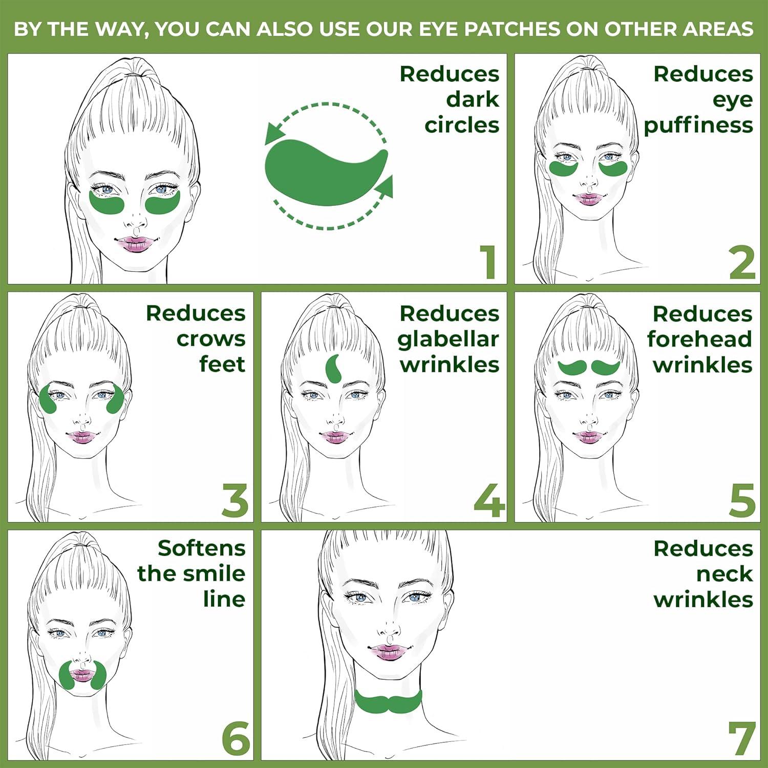 NBCT Matcha Green Tea Under Eye Patches - 60 Pack for Dark Circles ...