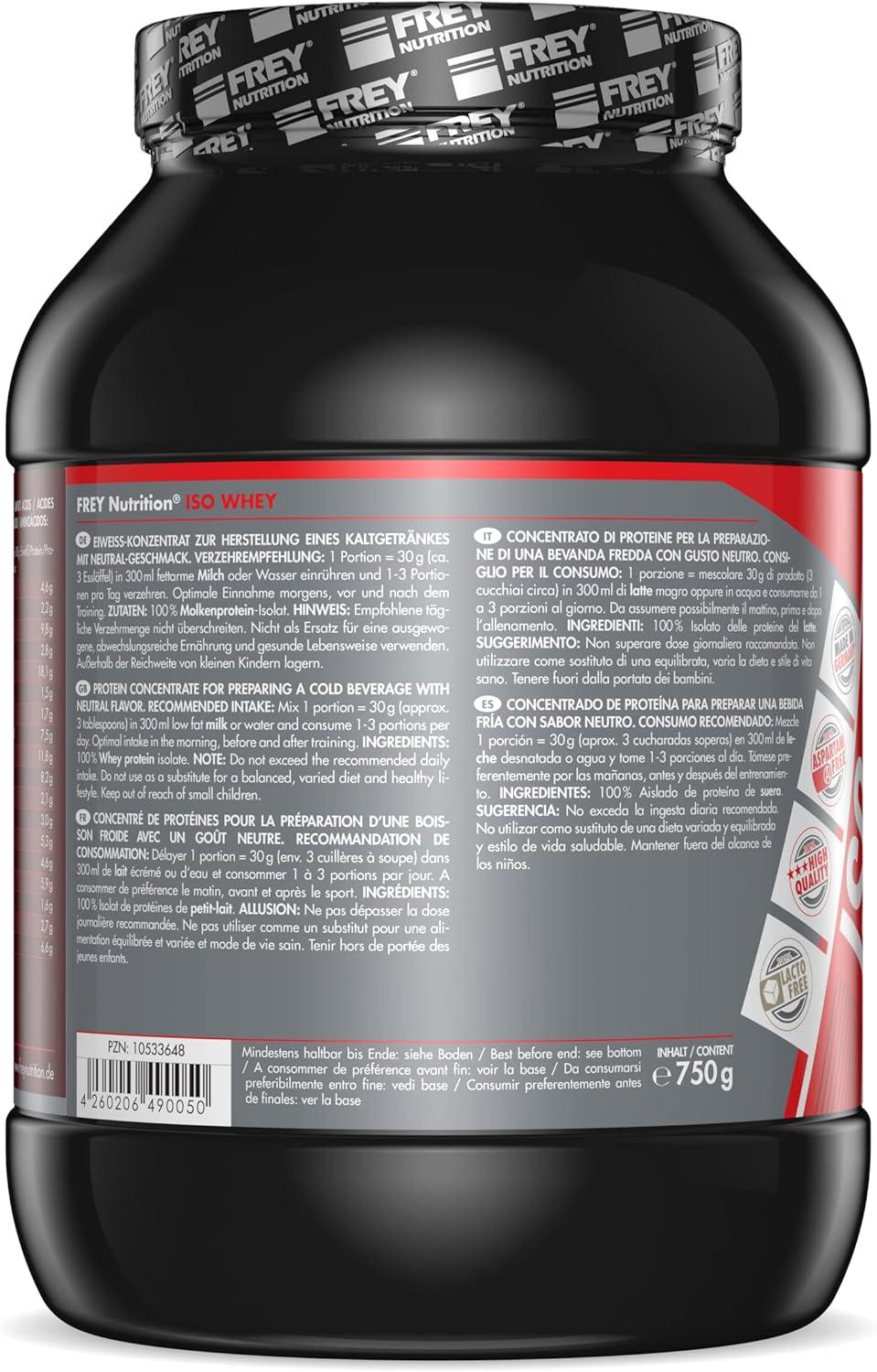 Frey Nutrition Iso Whey Neutral Dose - 750g Protein Powder for Optimal ...