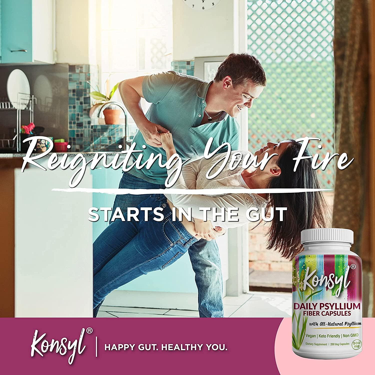 Konsyl Daily Psyllium Fiber Capsules 2 Pack - 1500mg Psyllium Husk ...