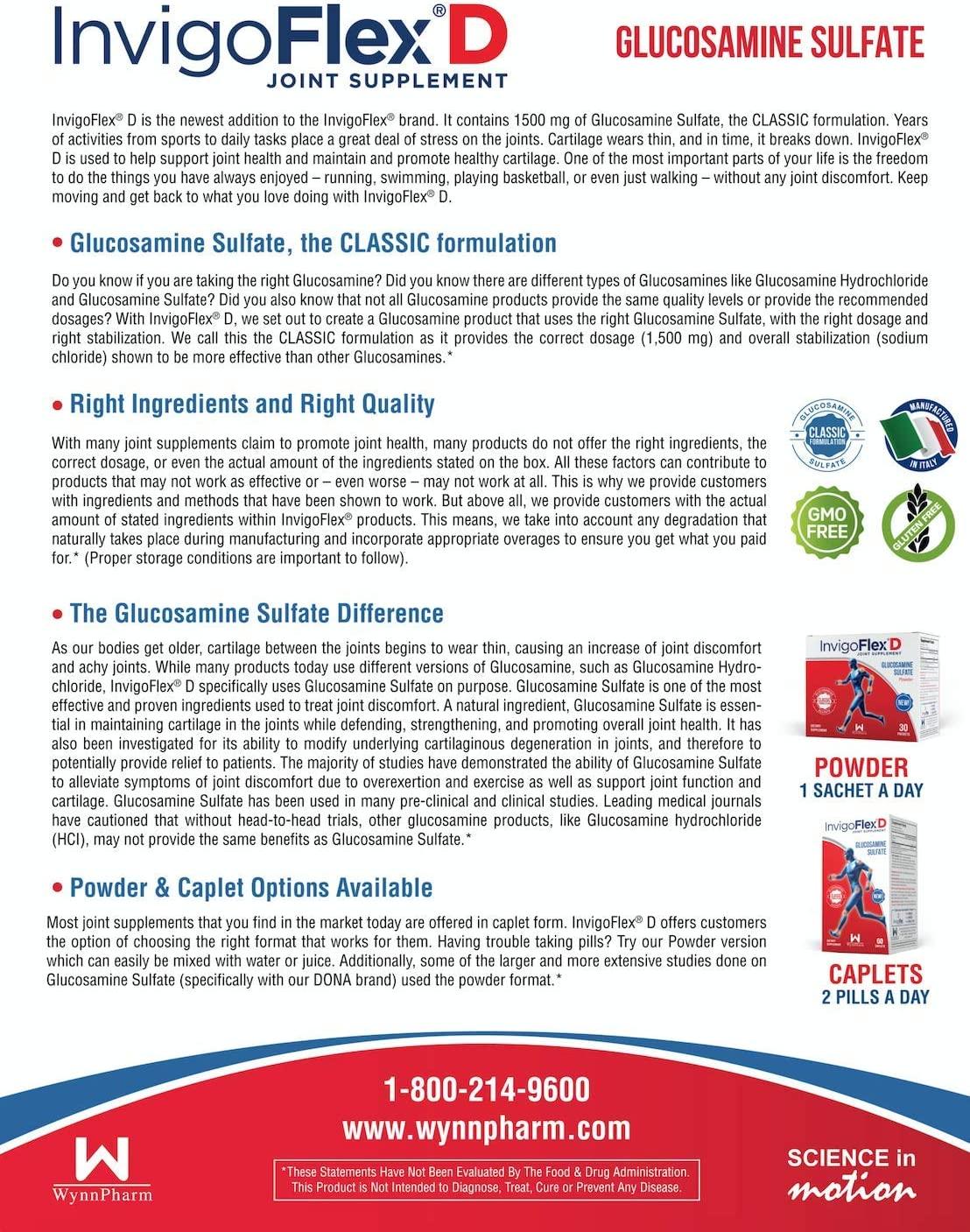 InvigoFlex D - 1500mg Glucosamine Sulfate Powder - Premium Joint Pain ...