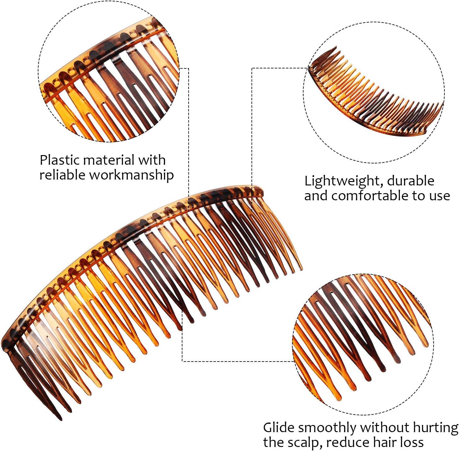 4 Packs Tort Slide Comb Tortoise Shell Side Comb Plain Hair Comb Large ...