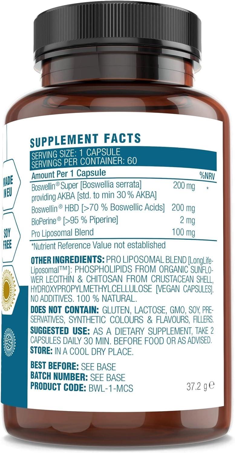 Boswellia Mega AKBA with BioPerine | 60 Vegan Capsules | Liposomal ...