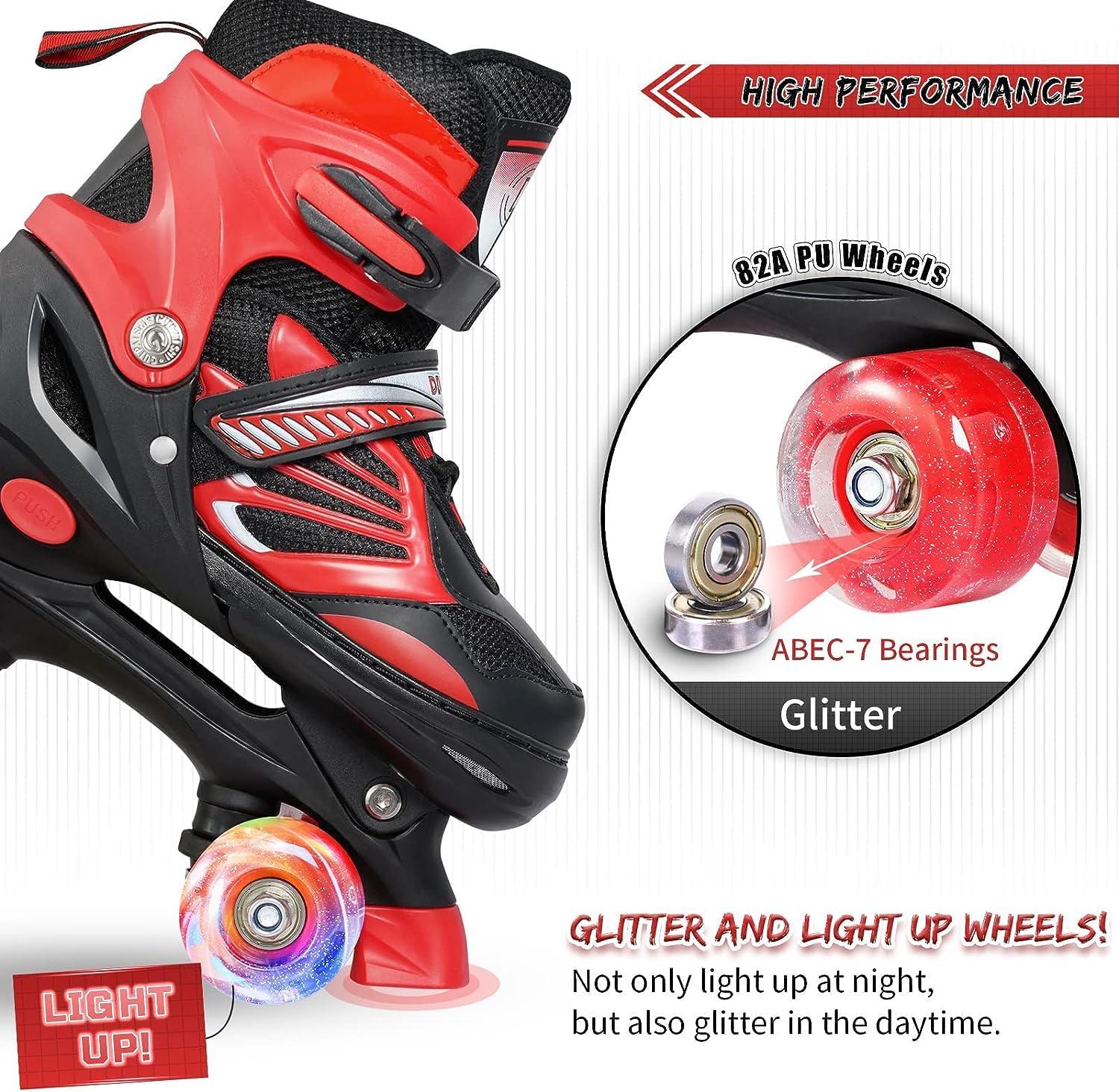 DIKASHI Roller Skates for Boys Age 1-12 | Light Up Wheels | Adjustable ...