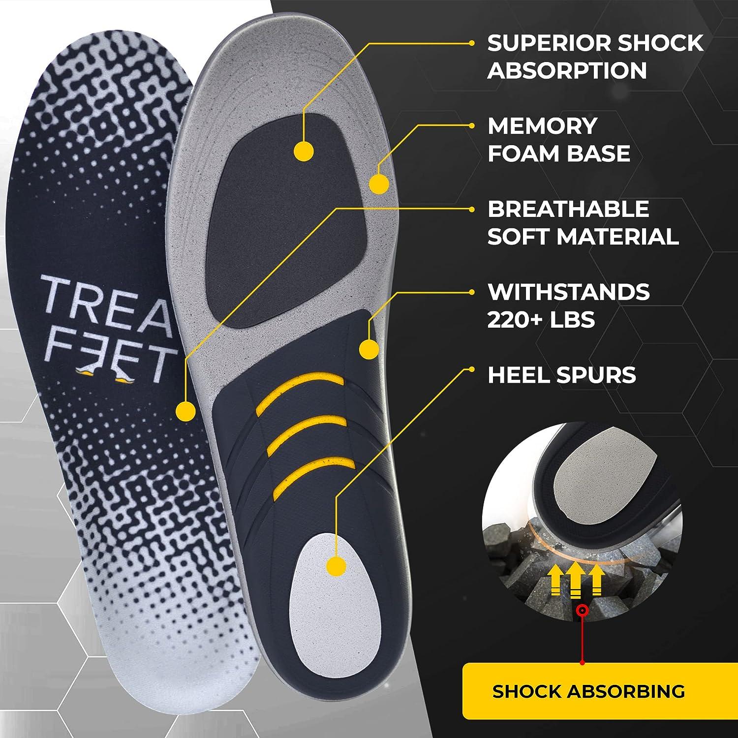 Men's Anti-Odor Orthotic Insoles for Flat Feet Pain - Shock Absorbing ...