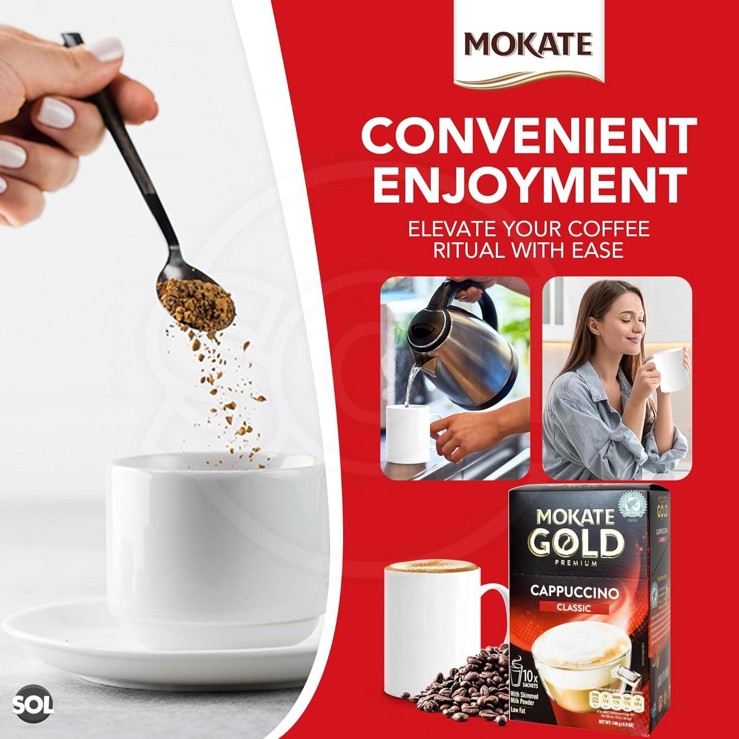 SOL 120pk (12 x 10pk) Mokate Coffee Sachets Cappuccino Classic Sachet Coffee Sticks Instant ...