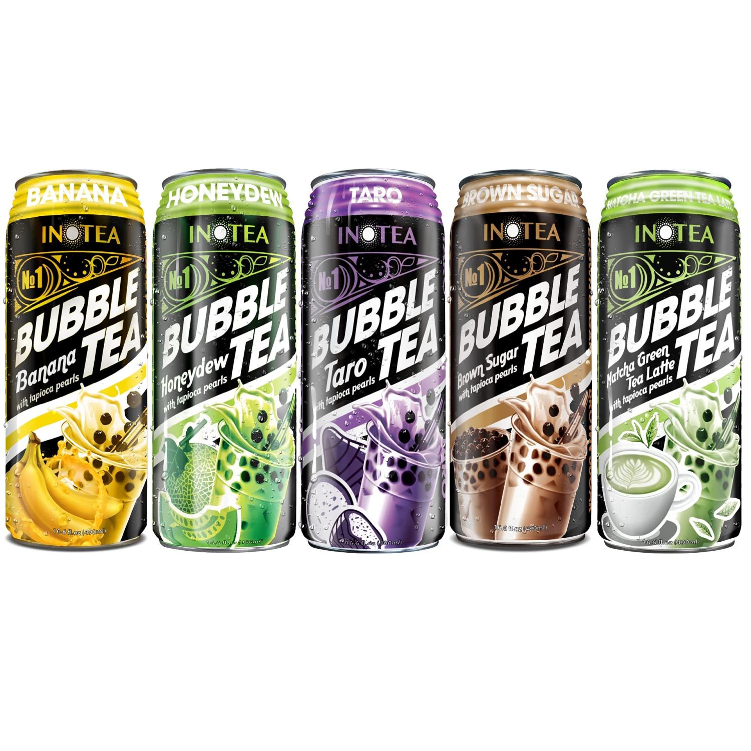 (INOTEA Bubble Tea Variety Pack) 5 Flavors Milk Tea with Boba Pearls in ...