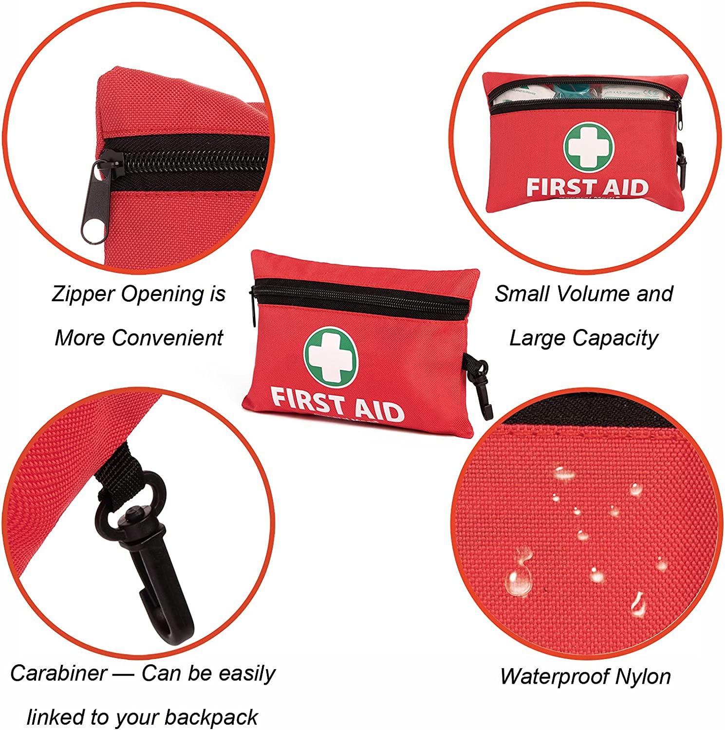 Mini First Aid Kit 110 Pieces with Emergency Foil Blanket, CPR Respirator & Scissors for Travel ...