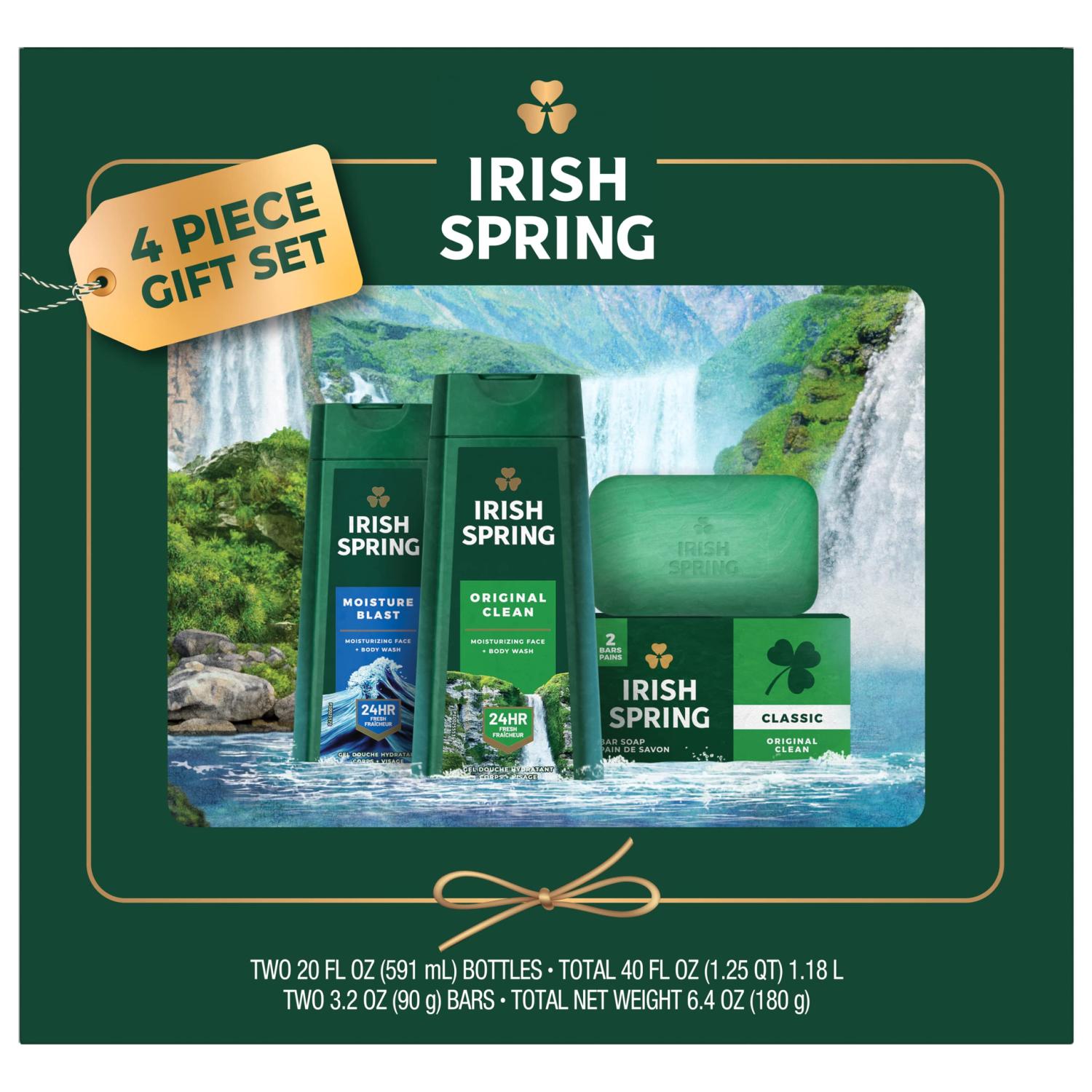Irish Spring Body Wash & Bar Soap Gift Pack - 40 oz Total - Original ...