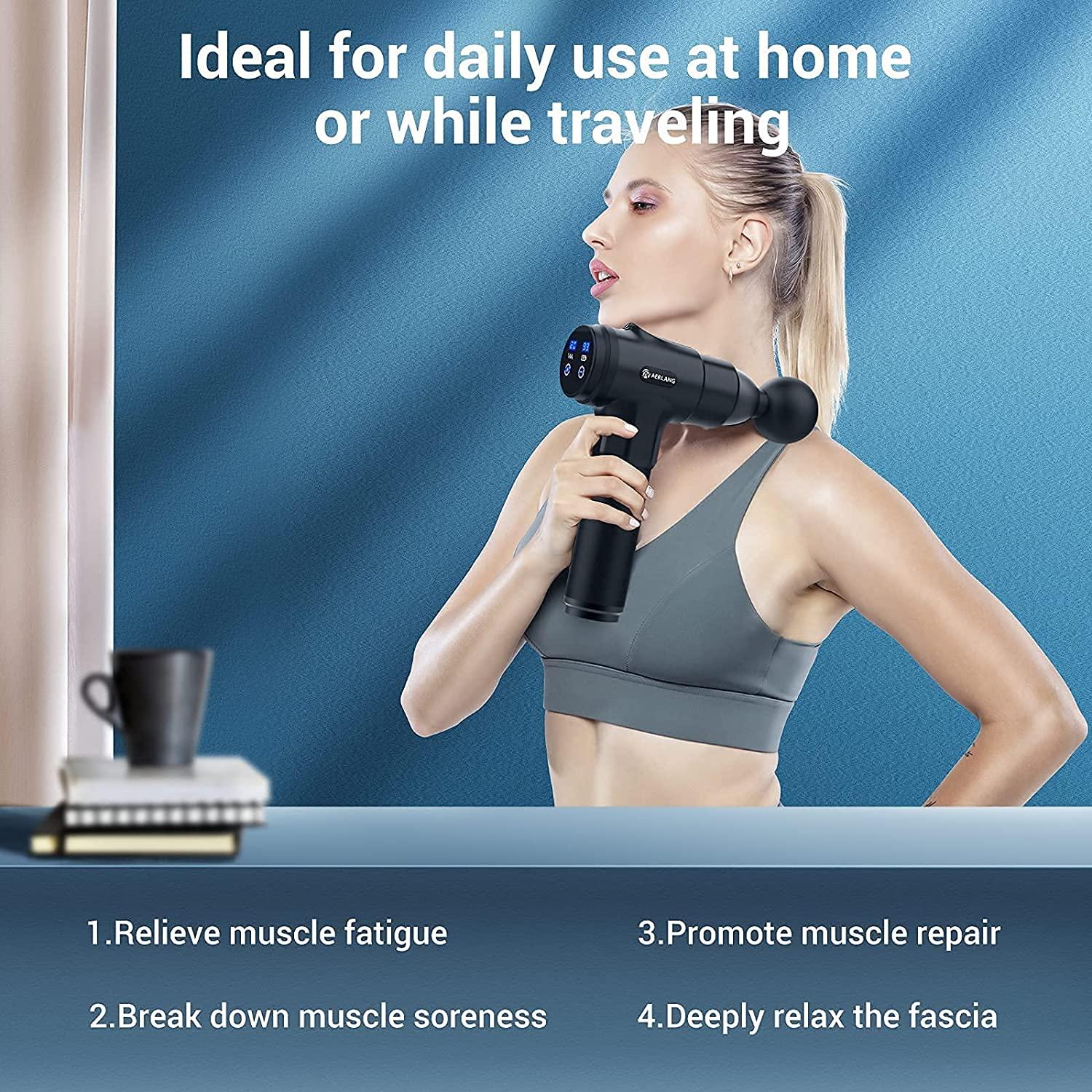 AERLANG Massage Gun - Portable Deep Tissue Massager for Back and Neck Muscle Relief | Quiet ...