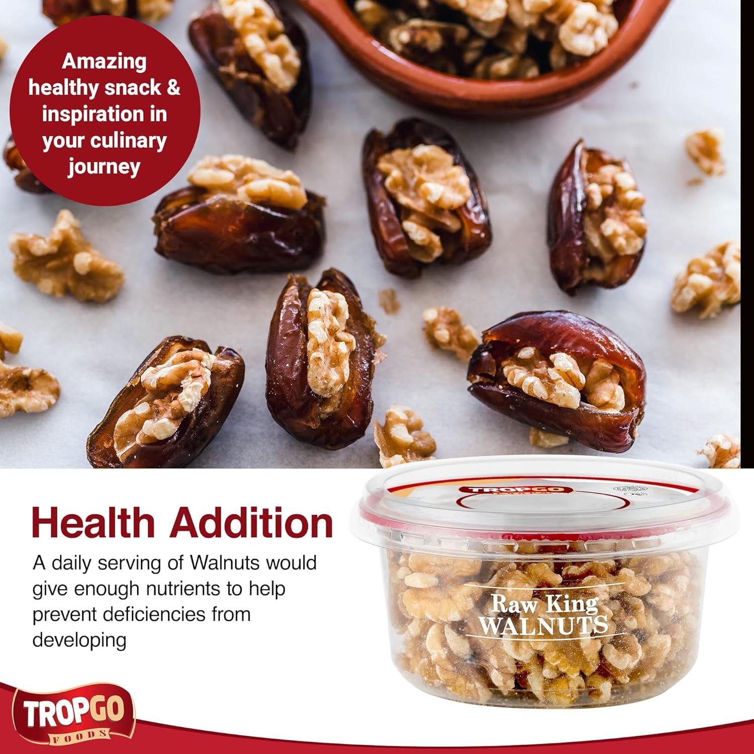 Tropgo Raw King Walnuts - Whole Food Unsalted Nuts in a Resealable and ...