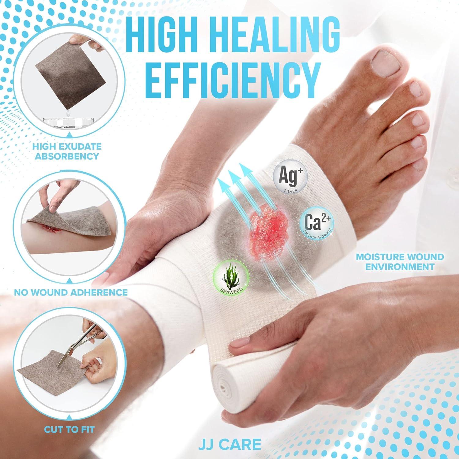 JJ CARE Silver Calcium Alginate Wound Dressing 4x5 - Pack of 20 ...