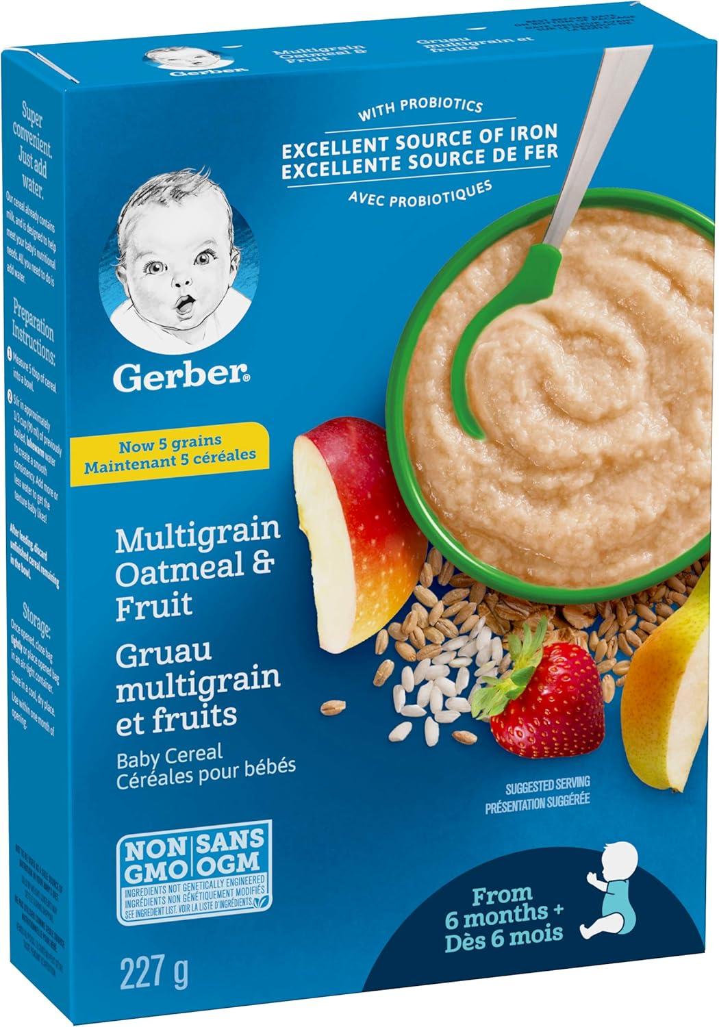 GERBER CEREAL Stage 2 Multigrain Oatmeal & Fruit Baby Food Cereals 6 ...