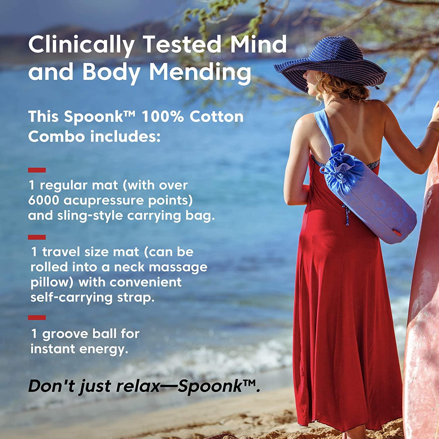 Spoonk Acupressure Eco Mat Navy Blue with Massage Ball & Sling Bag ...