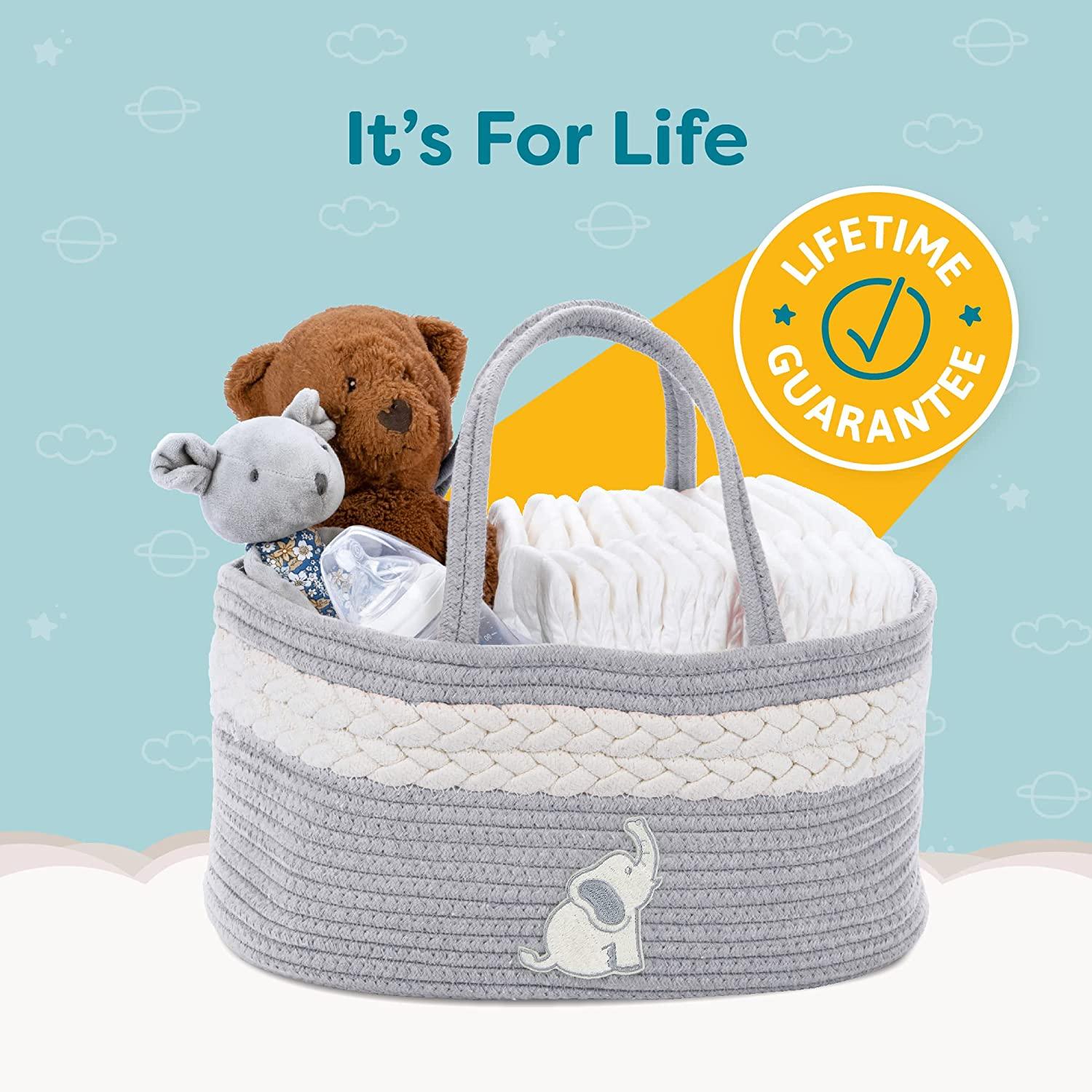 Cradle Star Diaper Caddy Organizer - 100% Cotton Rope Baby Basket with ...