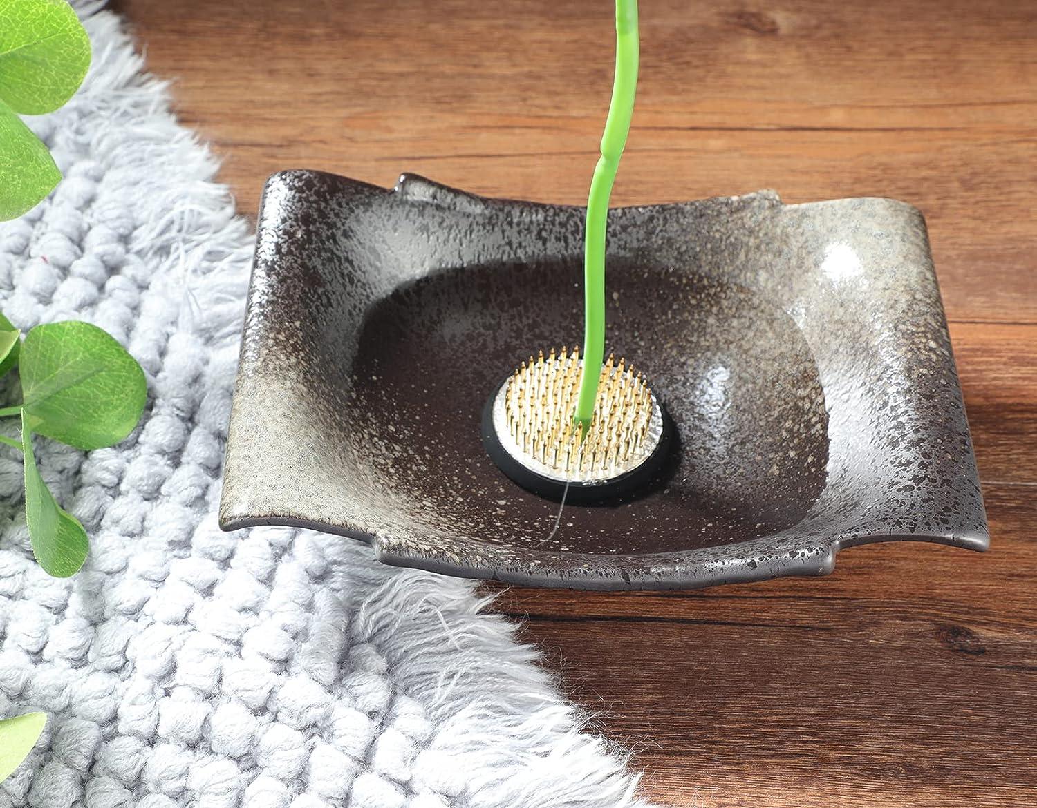 Japanese Ikebana Kit - Ceramic Vase & Frog Holder Set for Floral ...