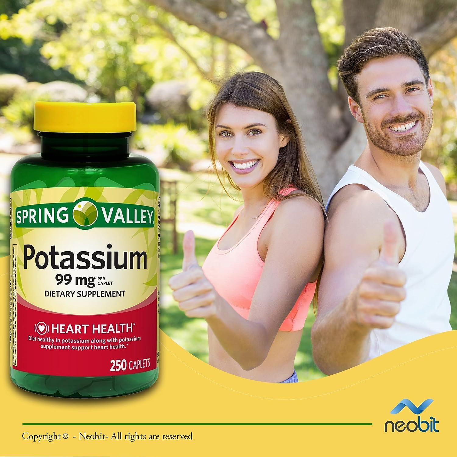 Spring Valley Potassium Gluconate 99mg Dietary Supplement - Heart ...
