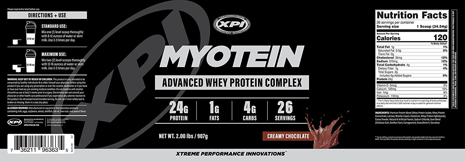 XPI Myotein Protein Powder 2lbs (Creamy Chocolate) - Premium Whey ...