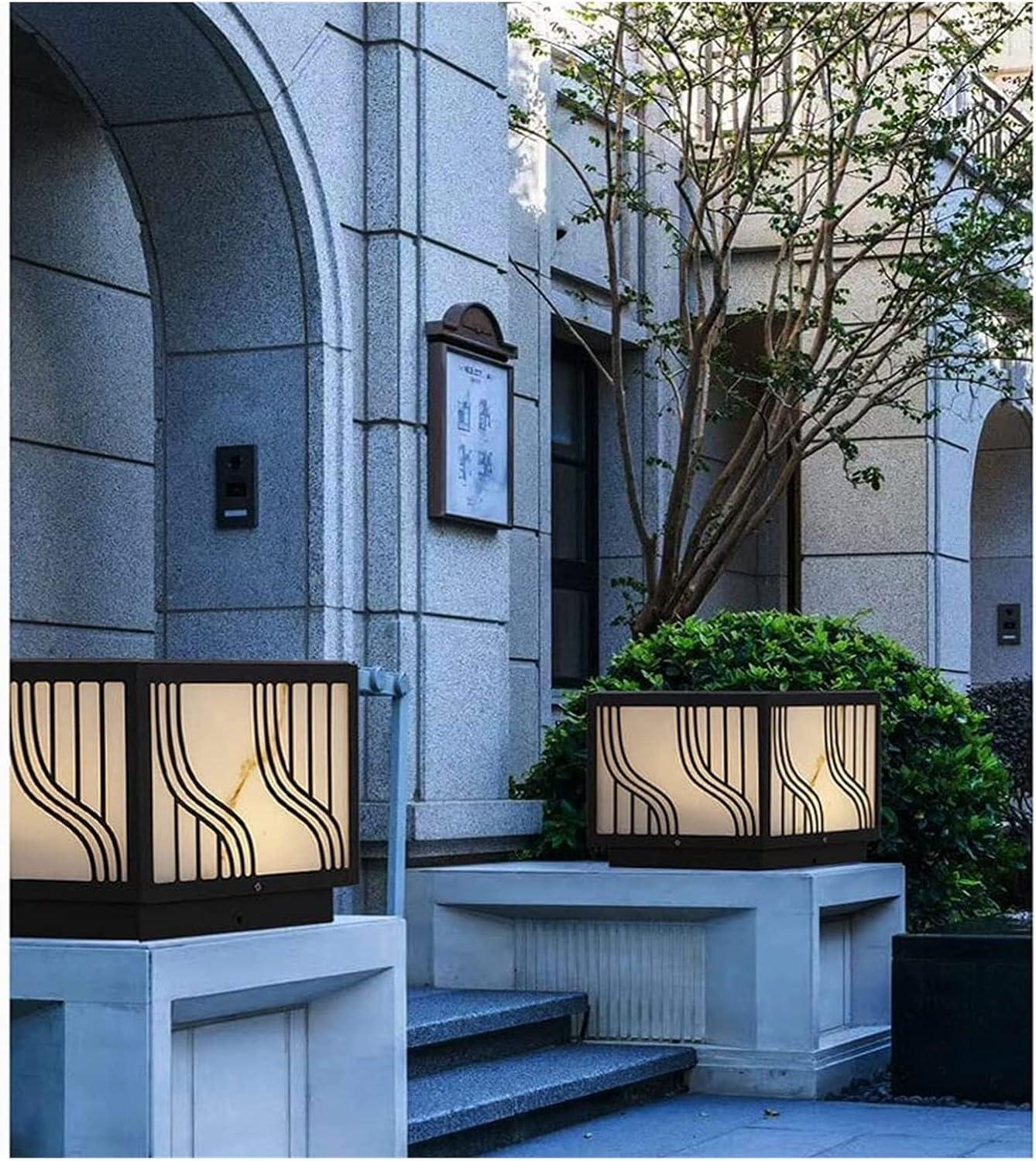 Courtyard Light Solar LED Pillar Light Classic Square Column Head Lamp ...