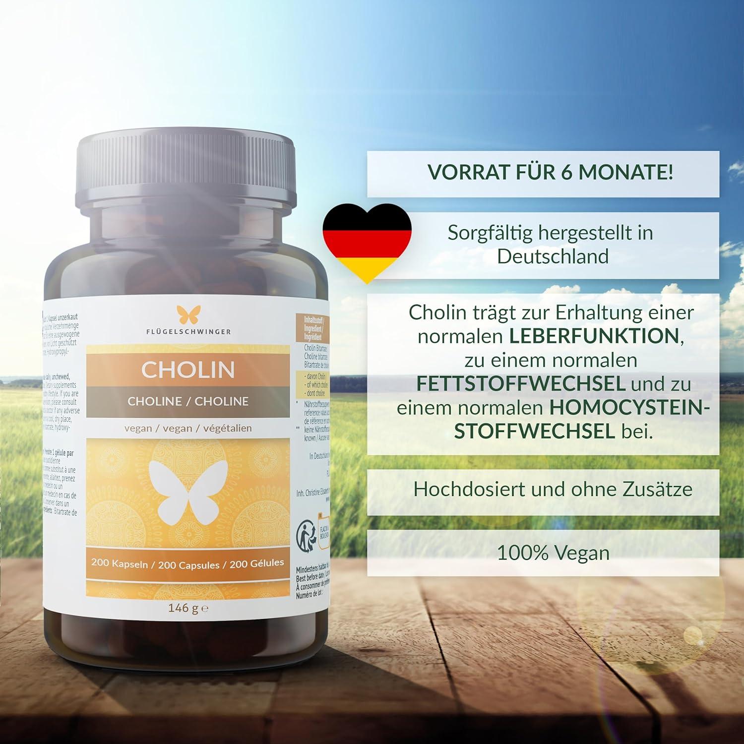 200 Vegan Choline Capsules for 6 Months Supports Fat Metabolism & Liver ...