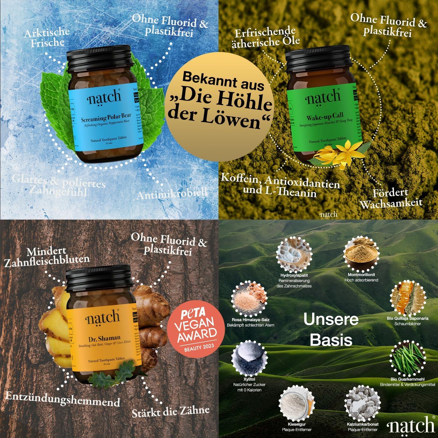 NATCH Toothpaste Tablets Set | 85 Natural Vegan & Plastic-Free Fluoride ...