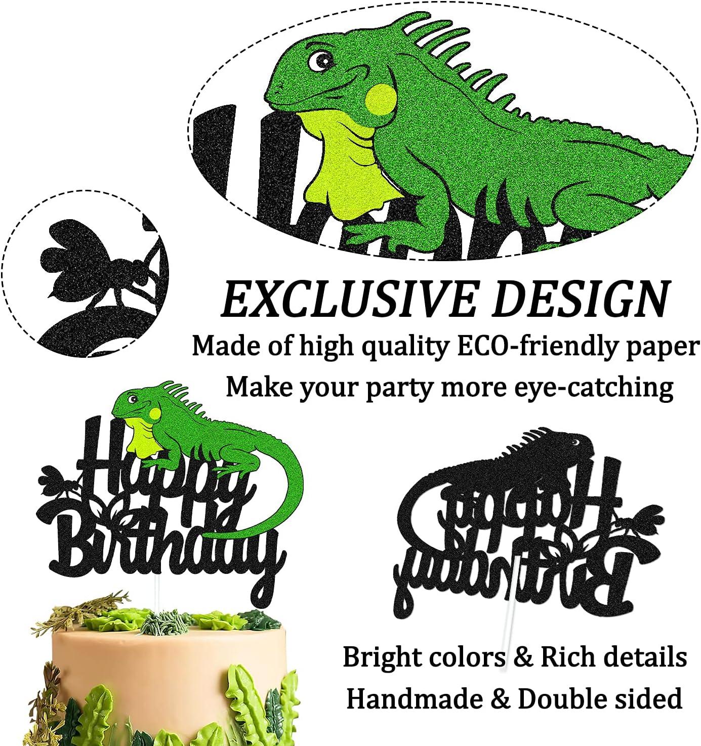 Lizard Cake Topper Lizard Animal Silhouette Happy Birthday Cake ...