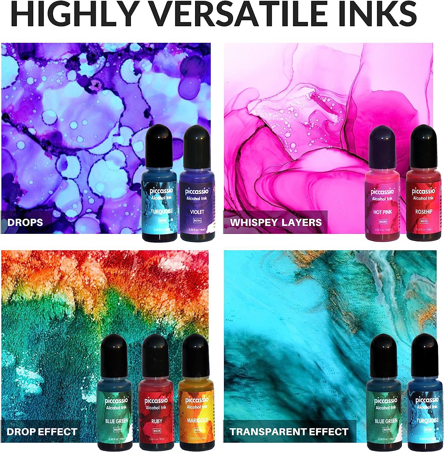 24-Piece Alcohol Ink Set - Highly Saturated, Acid-Free & Fast-Drying ...